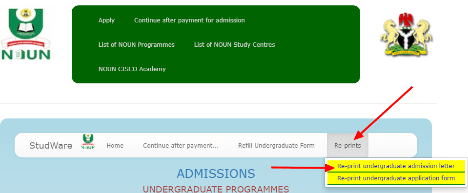 How To Re print NOUN Admission Letter NounGeeks