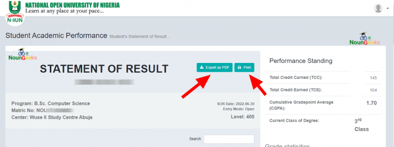 How to check NOUN Statement of Result - NounGeeks